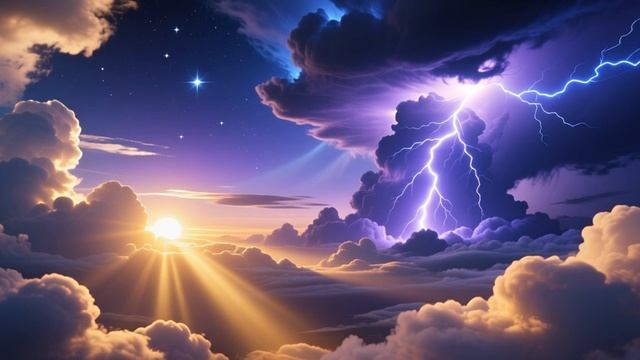 Закат и гроза в небесах! 🌅⚡ Свет солнца и молнии — волшебство на грани реальности.