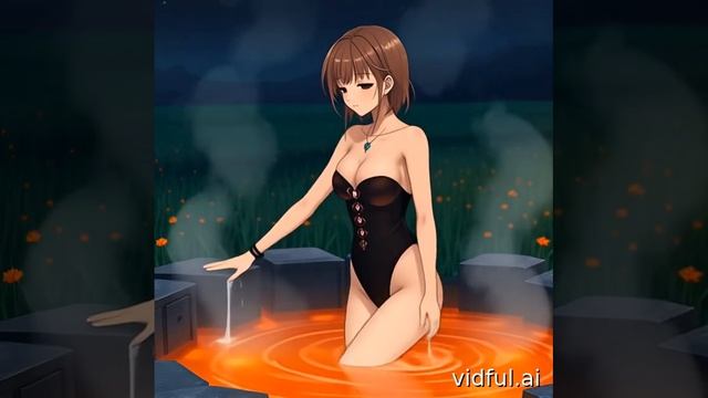 Красавица в оранжевом горячем озере