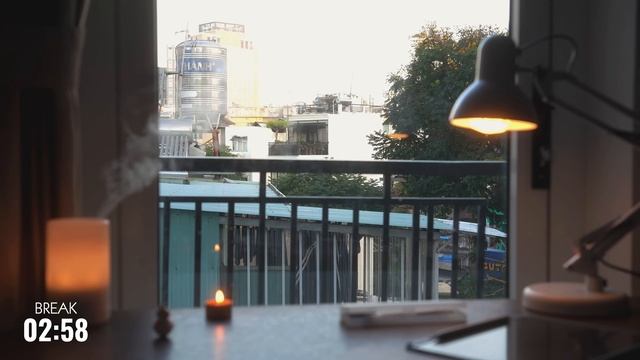 2 часа STUDY WITH ME ｜ Relaxing Lo-Fi , Fire Crackle ｜ Pomodoro 25-5 ｜ Sunrise in Ho Chi Minh City