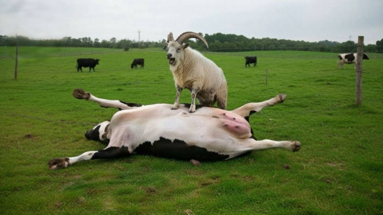 Это ШОК! Разъяренный баран напал и убил корову. Невероятные нападения баранов и коров