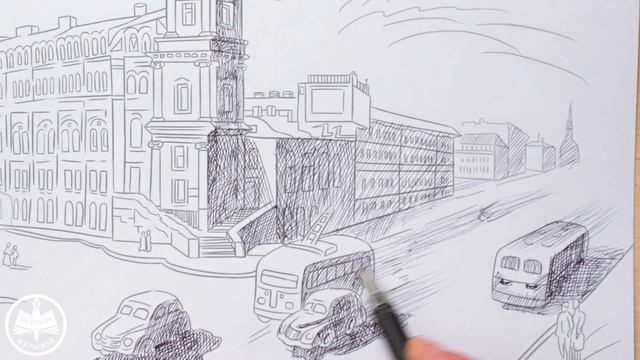 Город Петра Видеоурок "Невский проспект" техника-перо, чернила