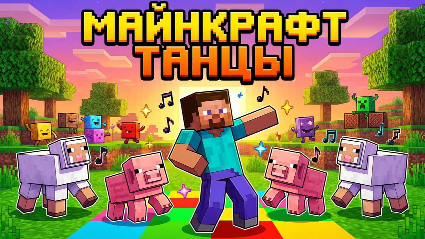 Танцует даже крипер! Весёлый майнкрафт-парад животных! 🐷🐔🦊