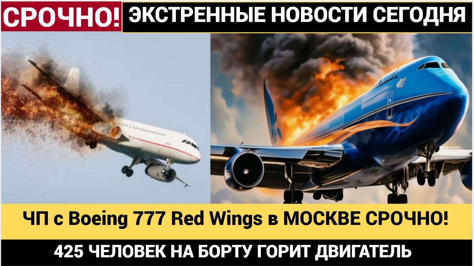 ЧП с Boeing 777 Red Wings возгорание двигателя, 425 человек на борту — что известно