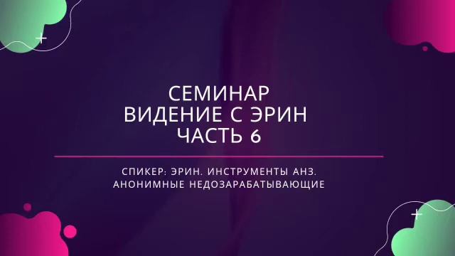 Эрин К  Семинар по Видению   инструменты АНЗ