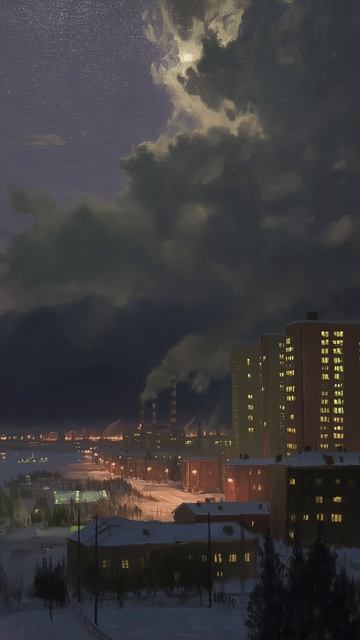 Лунный свет над городом (картина #1015) / Арт-студия Нормова