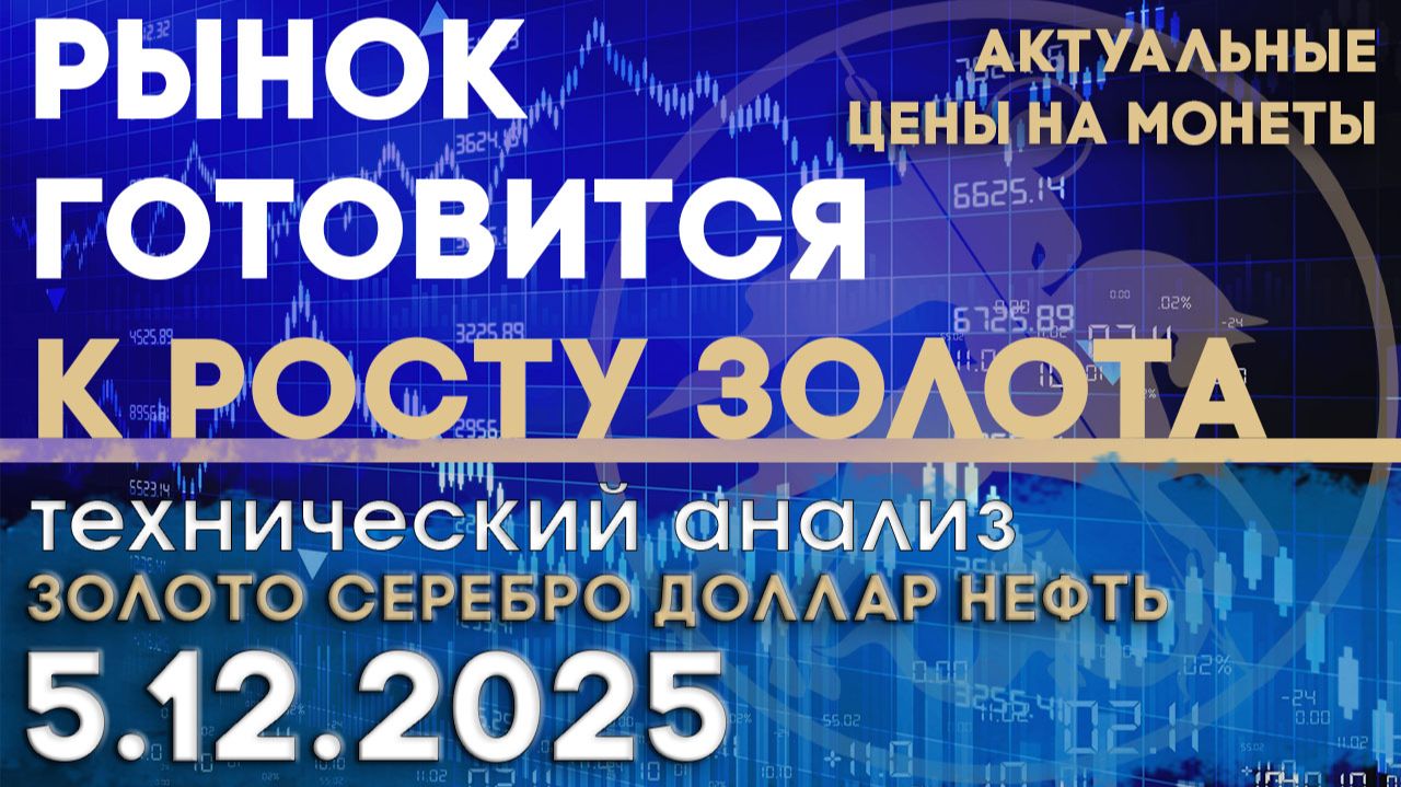 Рынок готовится к росту цены на золото. Анализ рынка золота, серебра, нефти, доллара 05.12.2025 г