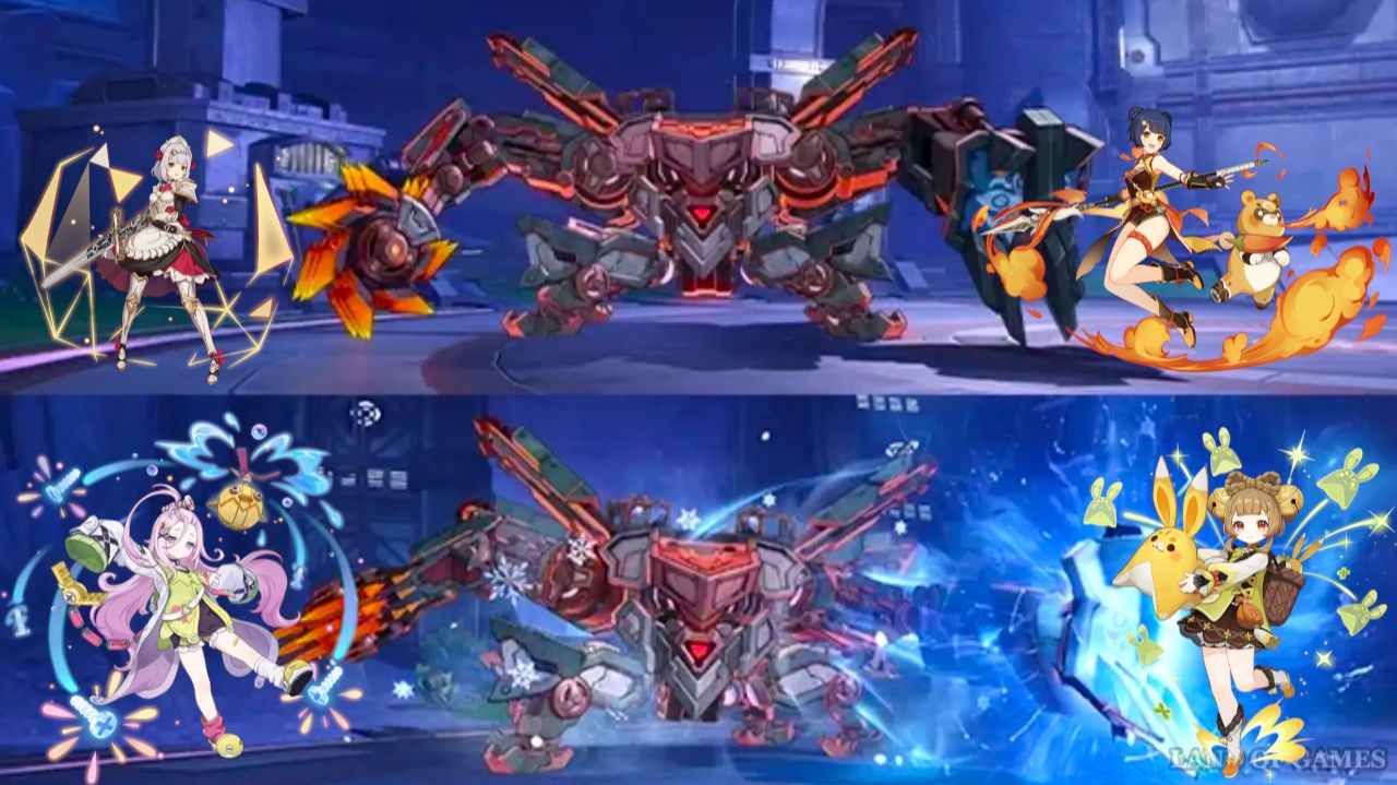 Genshin Impact: Как победить: Сверхтяжелый сухопутный крейсер Мобильная крепость (четверки)