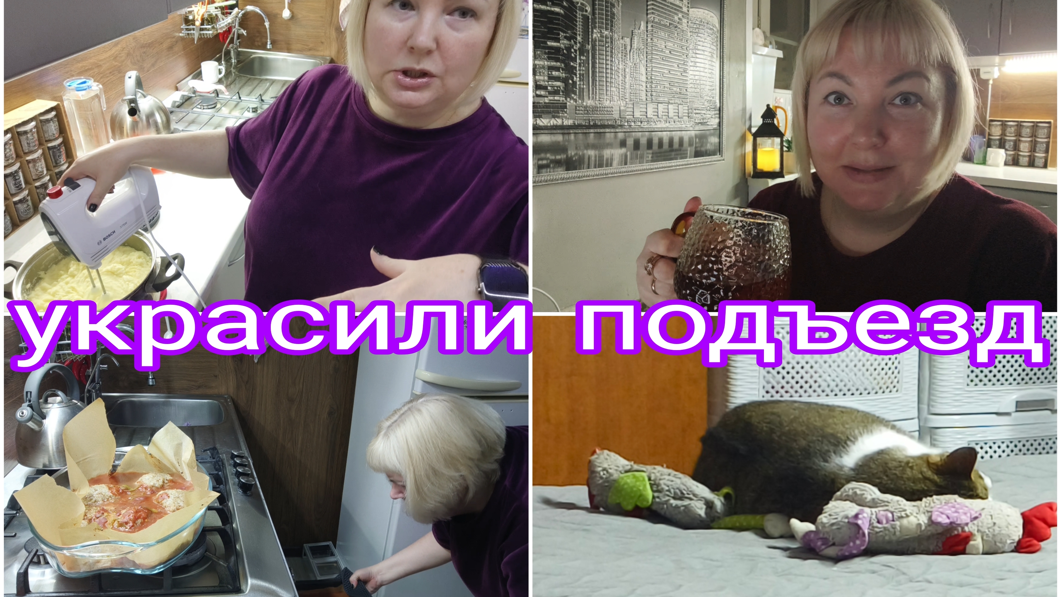 07-12-2025 Тефтели с пюрешкой * Барсик продолжает всех кошмарить * Украсили подъезд к Новому году