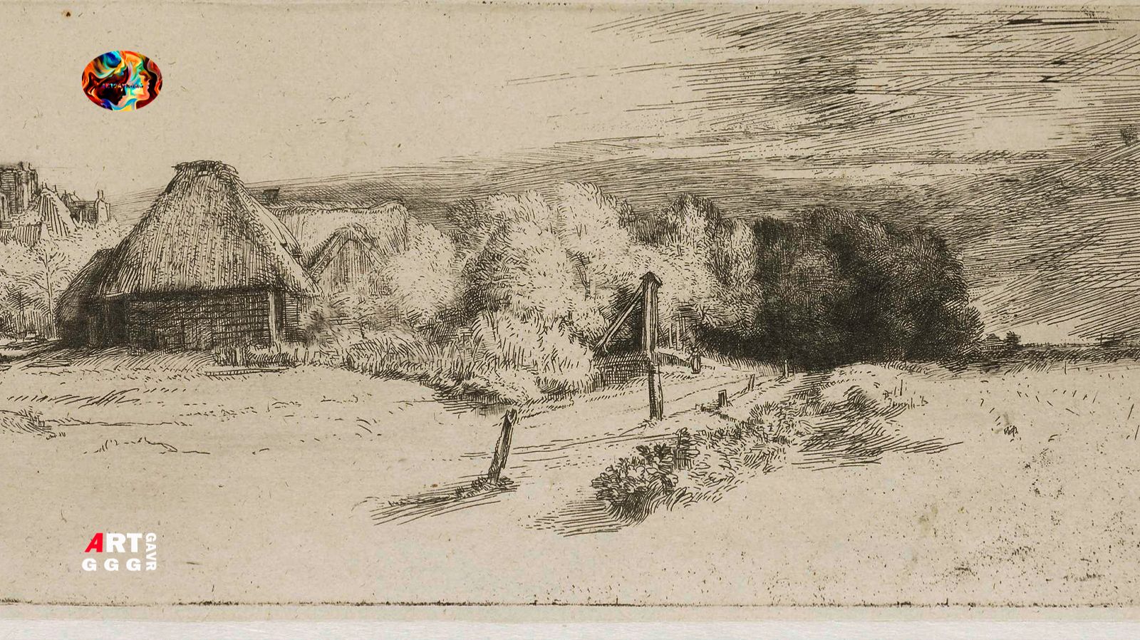 Рембрандт ван Рейн. Пейзаж с башней.