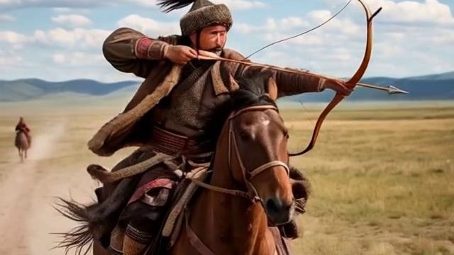 Татаро-монгольский всадник стреляет из лука