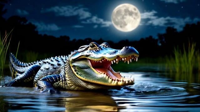 аллигатор рванулся вперед из воды