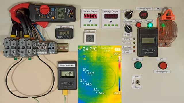 Прогрузка кабеля 2,5mm² токами 16A 20A 25A