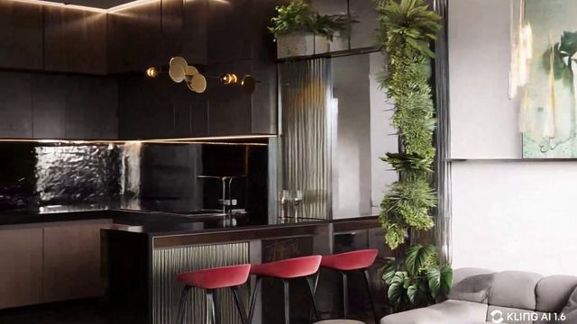 Красивый дизайн интерьера - кухни гостиной