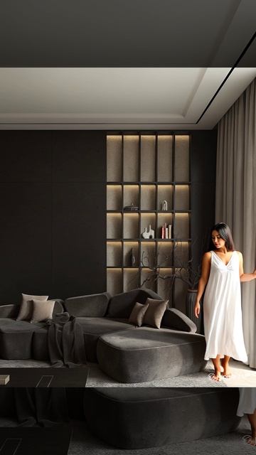 Дизайн интерьера. Гостиная. Темный стиль