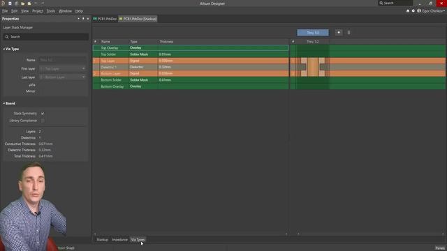 Урок 9. Настройка слоев и структуры платы (stackup)