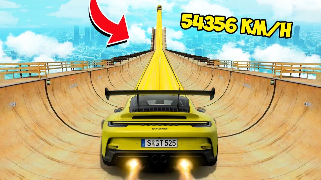 СПУСК БЕЗ ТОРМОЗОВ ПО МЕГА ТРАМПЛИНУ В ГТА 5 - ЭКСПЕРИМЕНТ В GTA 5