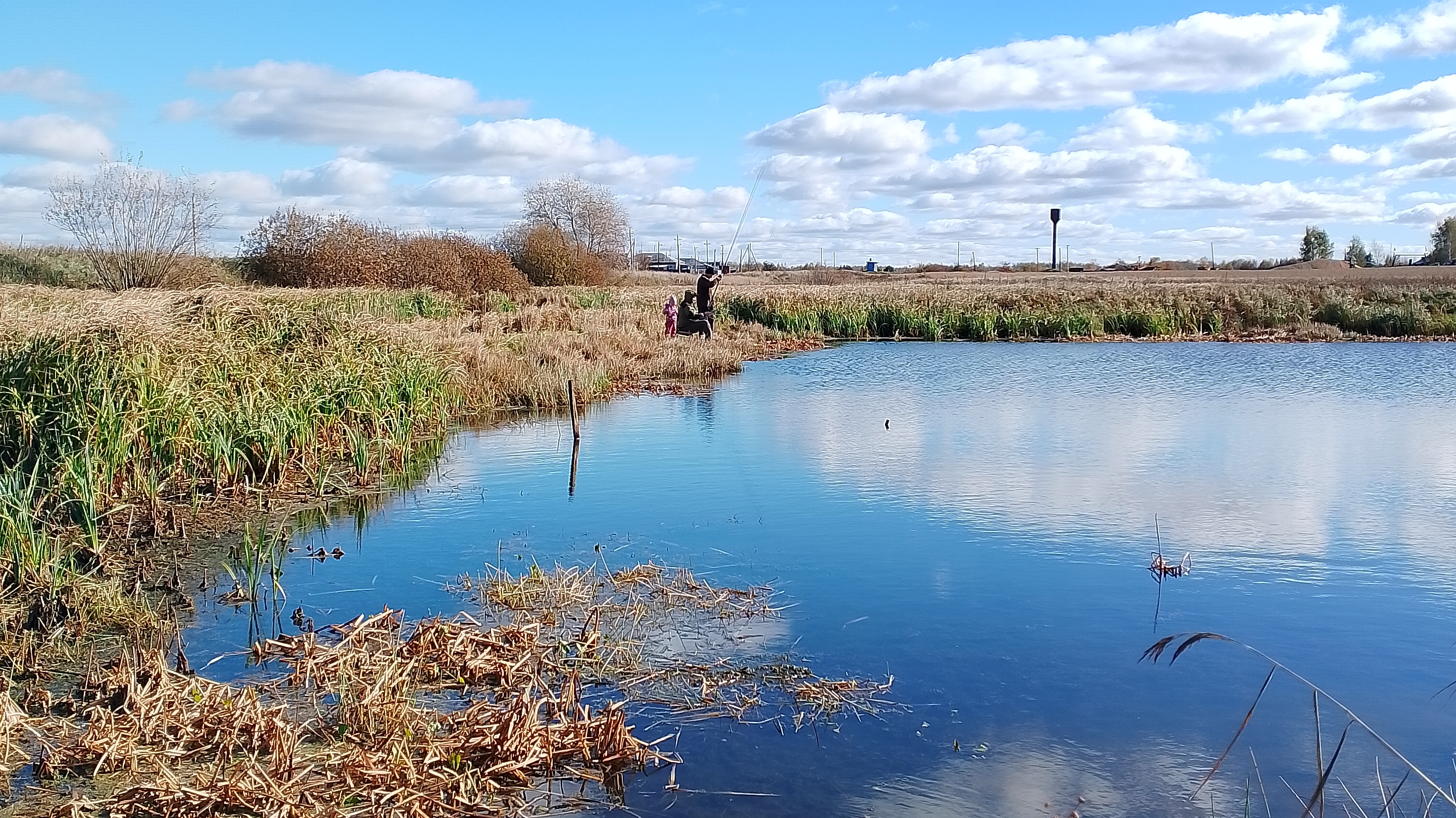 деревня . лес .   рыбалка. осень .