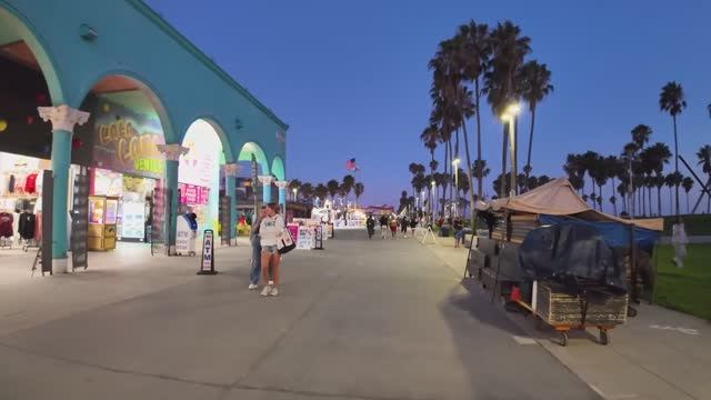 ВЕНИС-БИЧ, ЛОС-АНДЖЕЛЕС 🇺🇸 Пешая экскурсия в 4 Км. Вечерняя Прогулка по набережной
