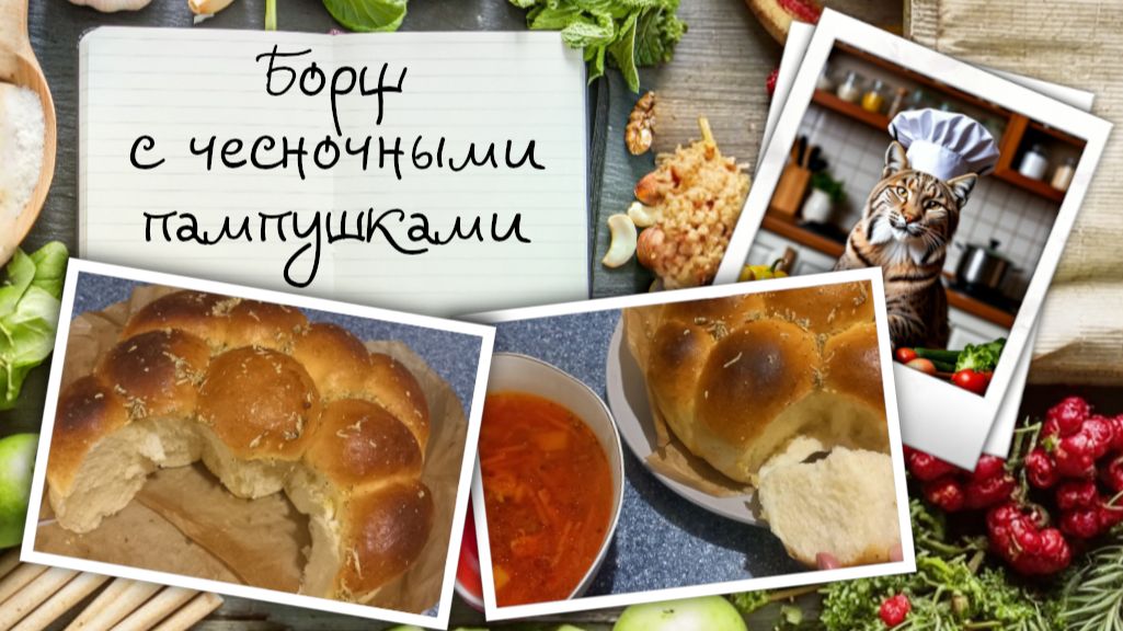 Борщ с чесночными пампушками (на яичных желтках)
