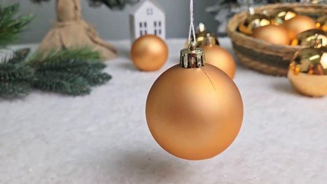 Набор однотонных пластиковых шаров глянцевых и матовых, цвет: янтарный, 60 мм, 1001185