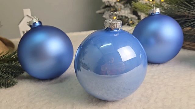 Набор ёлочных шаров СЕВЕРНЫЙ ВЕЧЕР, стекло, матовые и эмалевые, небесно-голубой, 10 см, 1001309