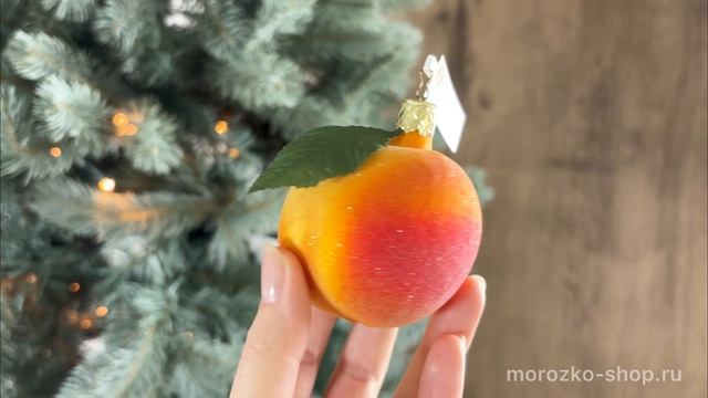 Ёлочная игрушка ПЕРСИК, стекло, 7 см, 10133S014