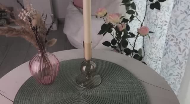 Подсвечник ФАСИЛЬ, стекло, бежевый, 14х8 см, AAE204000-2