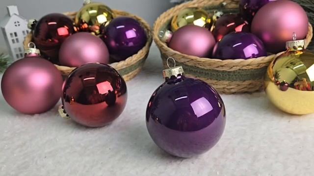 Набор стеклянных шаров Коллекция ЗОЛОТО И ВИНО, стекло, эмалевые, глянцевые и матовые, 1001265