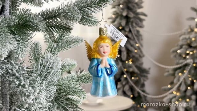 Ёлочная игрушка НЕБЕСНЫЙ АНГЕЛОЧЕК, стекло, 11 см, 10155S022