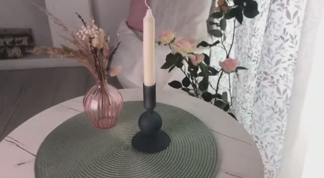 Подсвечник ФАСИЛЬ МАТТ, стекло, серо-синий, 14х8 см, AAE204100-1