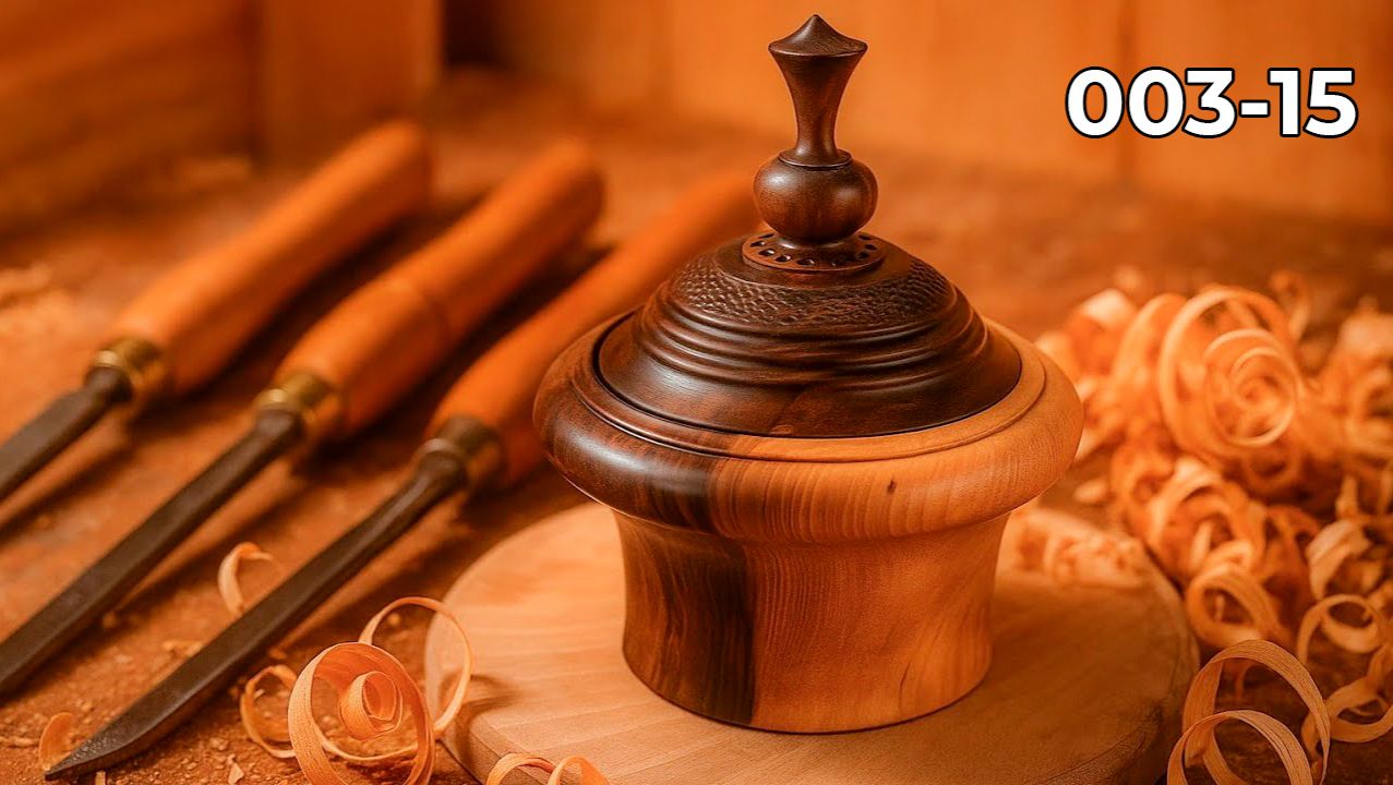 Токарные работы по дереву для начинающих Шкатулка для украшений Уроки токарки по дереву №003_15