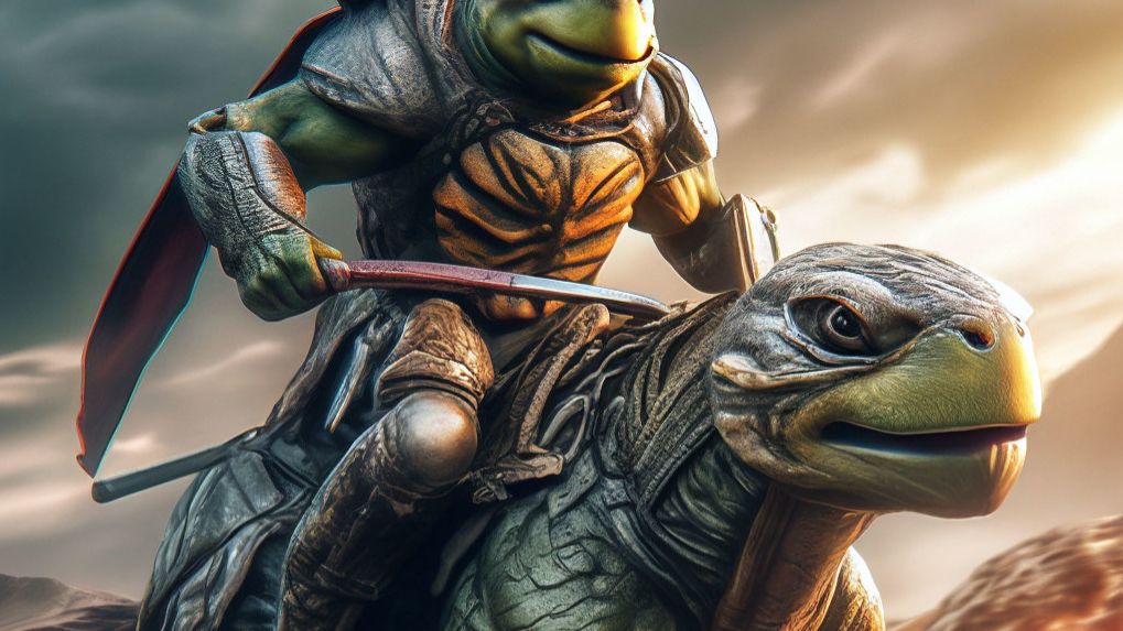 Черепаха-наездник (первый раз на родео)