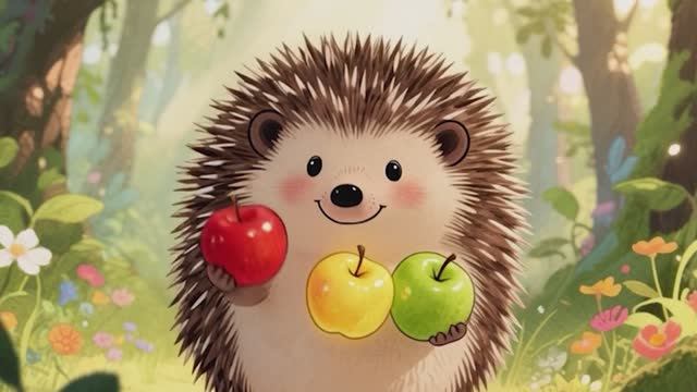 Мультфильм считалочка для детей. Ёжик и яблоки. Наш первый совместный мультфильм.