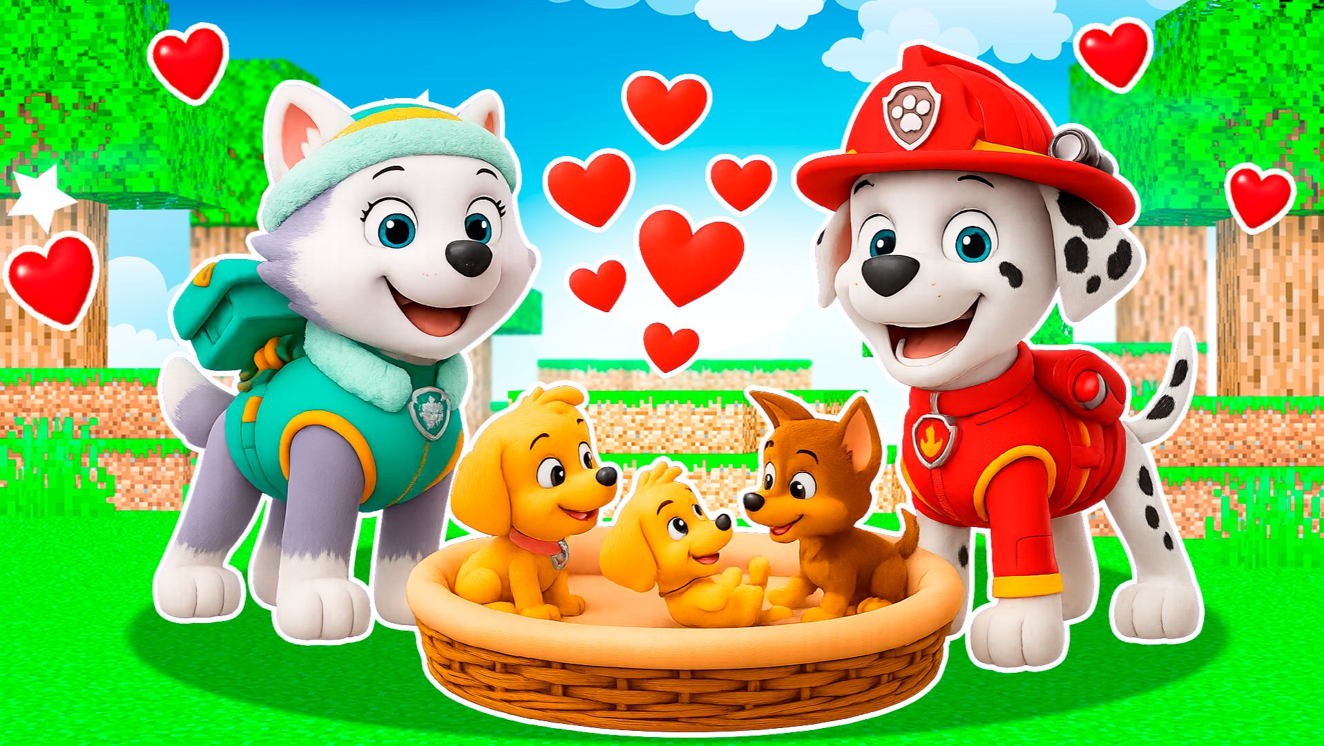 😳 ДЕВУШКА ЭВЕРЕСТ БЕРЕМЕННА от МАРШАЛА и РОДИЛА ЩЕНЯЧИЙ ПАТРУЛЬ в МАЙНКРАФТ PAW PATROL МУЛЬТИК