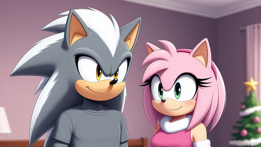 Тандер и Эми в новогодней спальне 3.