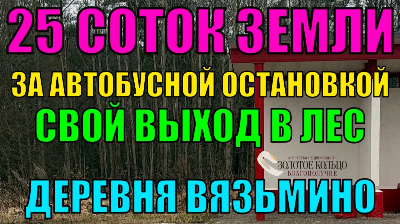 Продается земельный участок 25 сот. в деревне Вязьмино, за автобусной остановкой, Александровский рн