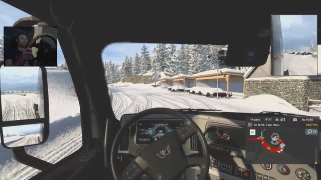 Зима по Американски - American truck simulator - 035 - на руле MOZA R5