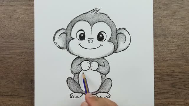 Как нарисовать милую обезьянку простые рисунки карандашом
