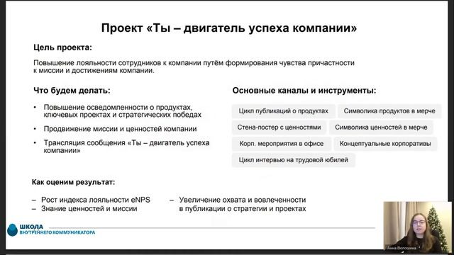 Курс Менеджер по внутренним коммуникациям. Защита итогового проекта Волошина А.