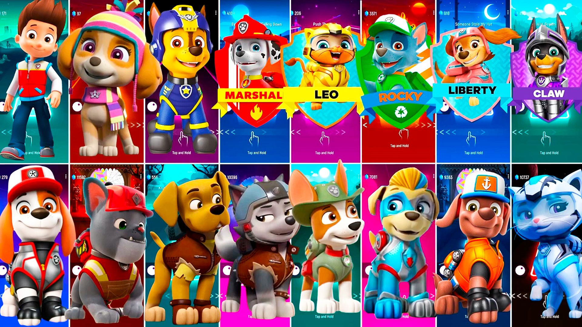 Мультики для Детей Щенячий Патруль Tiles Hop - РАЙДЕР, СКАЙ, ГОНЩИК, МАРШАЛЛ
