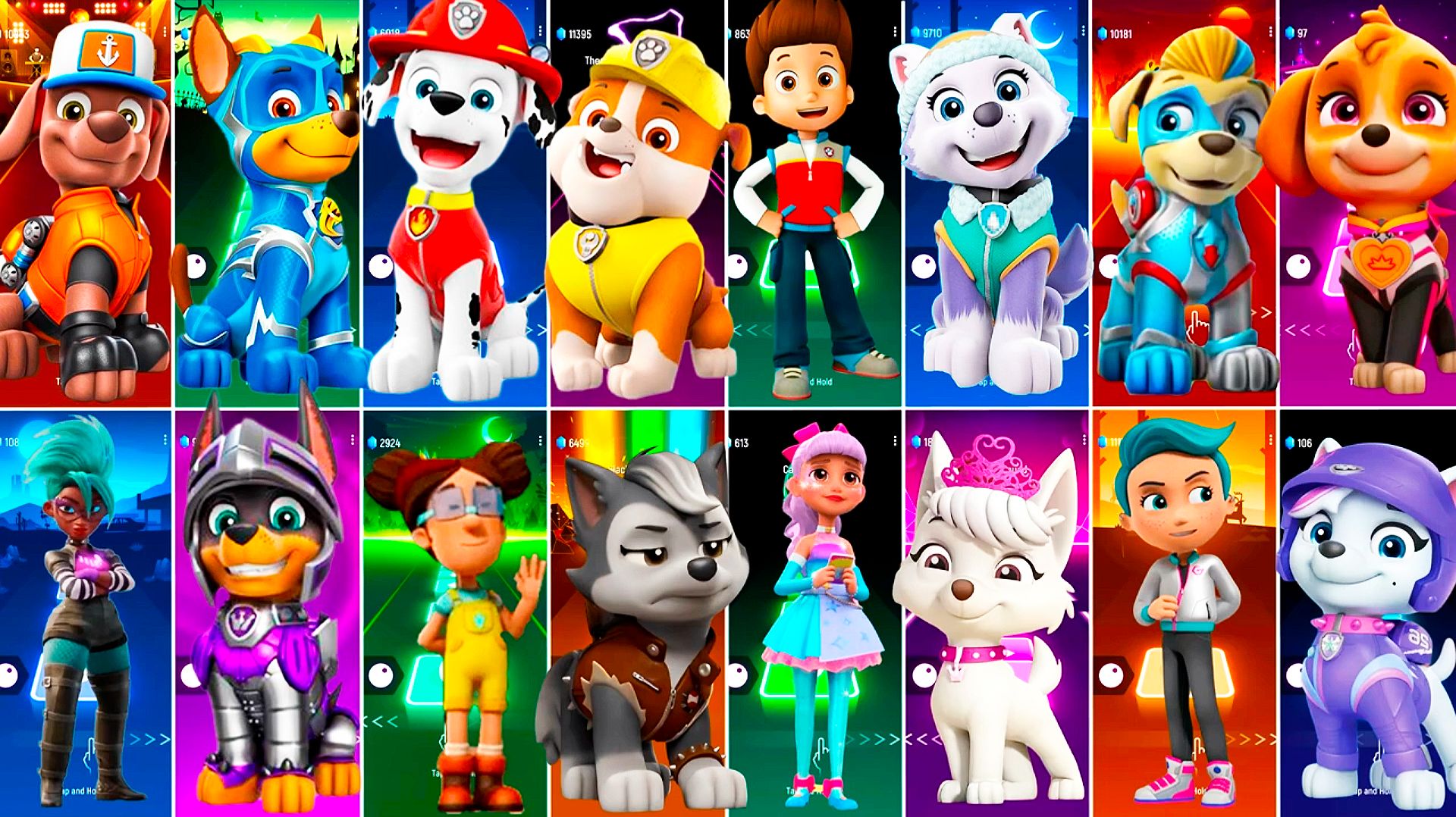 Мультики для Детей Щенячий Патруль Tiles Hop - ЗУМА, ГОНЩИК, МАРШАЛЛ, КРЕПЫШ, РАЙДЕР