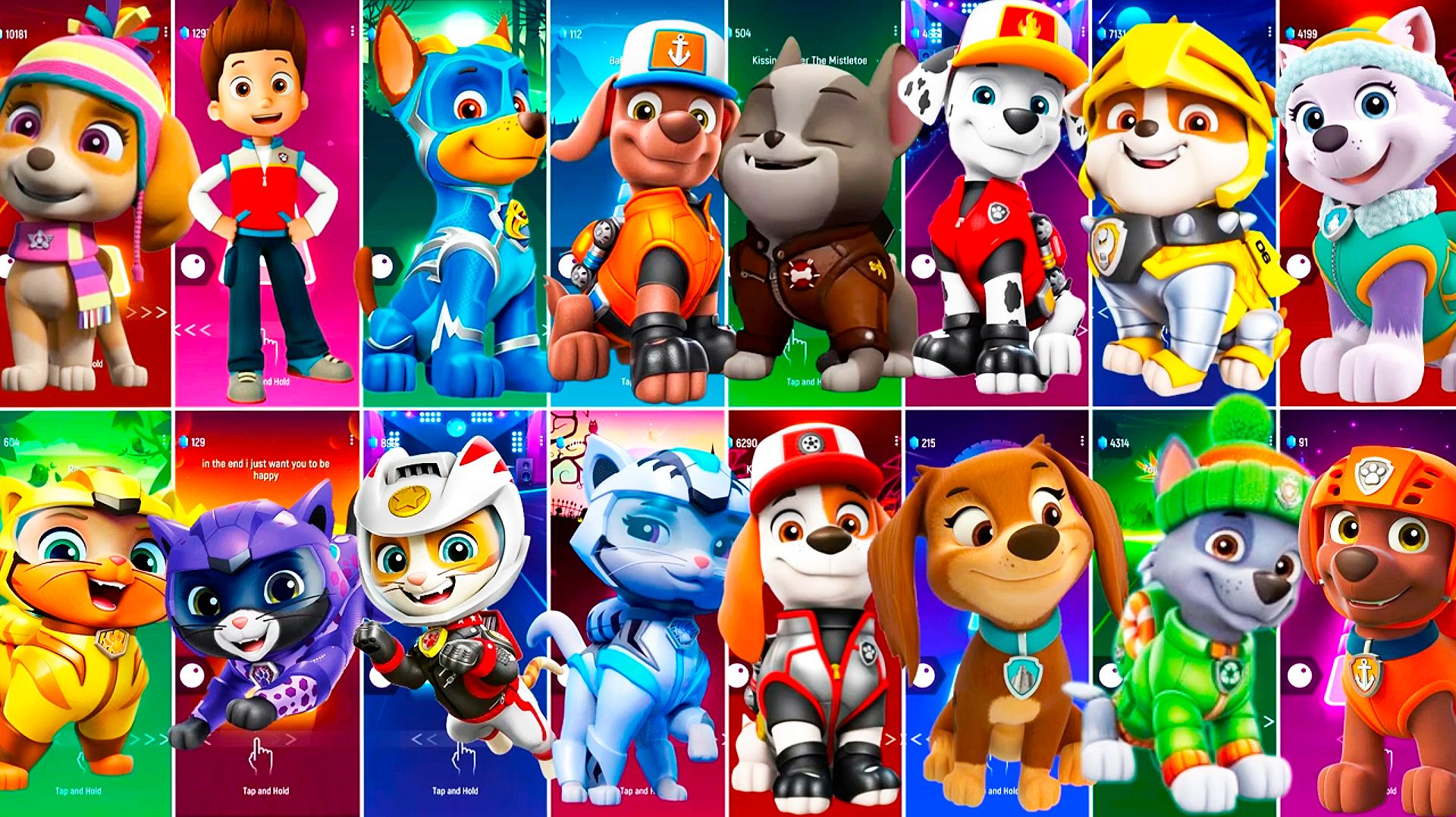 Мультики для Детей Щенячий Патруль Tiles Hop - СКАЙ, РАЙДЕР, ГОНЩИК, ЗУМА