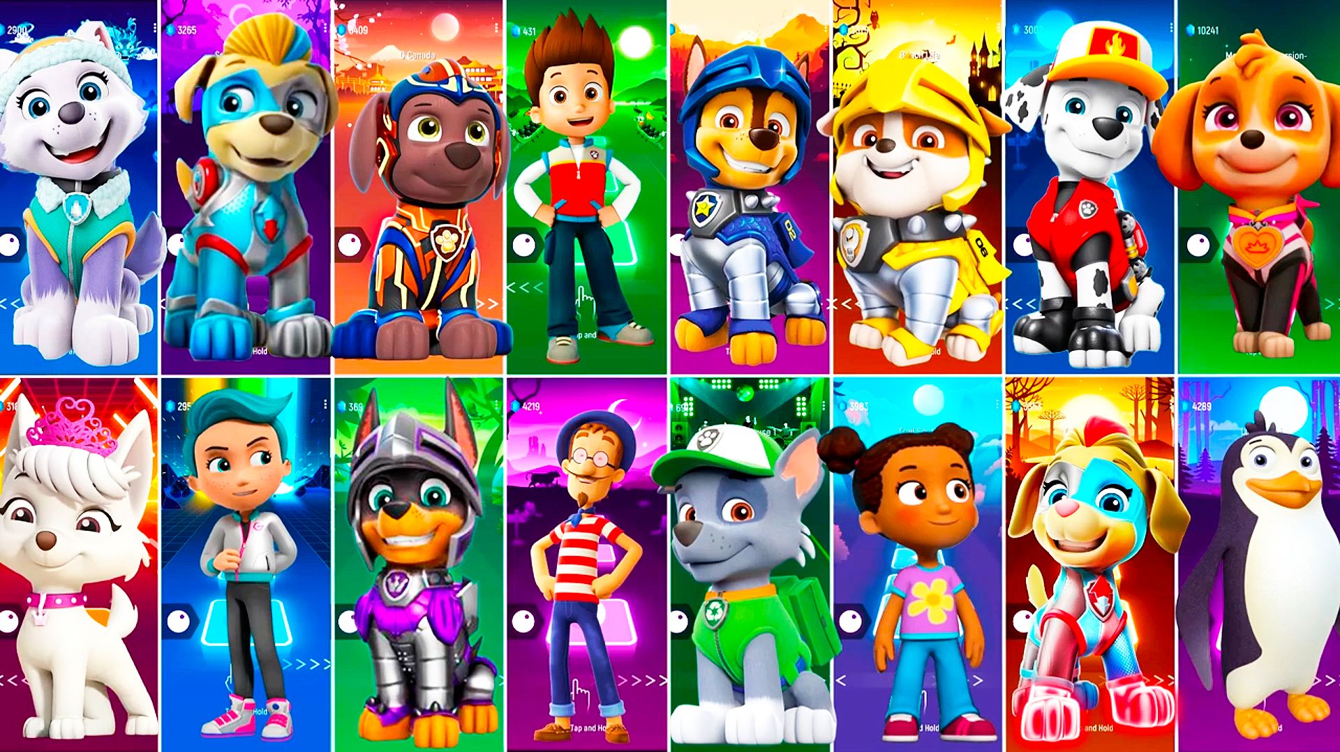 Мультики для Детей Щенячий Патруль Tiles Hop - ЭВЕРЕСТ, ЗУМА, РАЙДЕР, ГОНЩИК, КРЕПЫШ