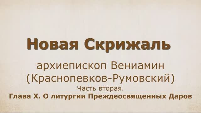11. НОВАЯ СКРИЖАЛЬ О литургии Преждеосвященных Даров. Часть 2, глава 10