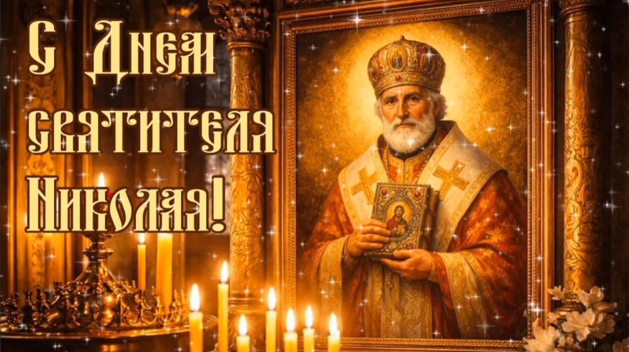 19 ДЕКАБРЯ- ДЕНЬ СВЯТИТЕЛЯ НИКОЛАЯ ЧУДОТВОРЦА. КРАСИВАЯ МУЗЫКАЛЬНАЯ ОТКРЫТКА