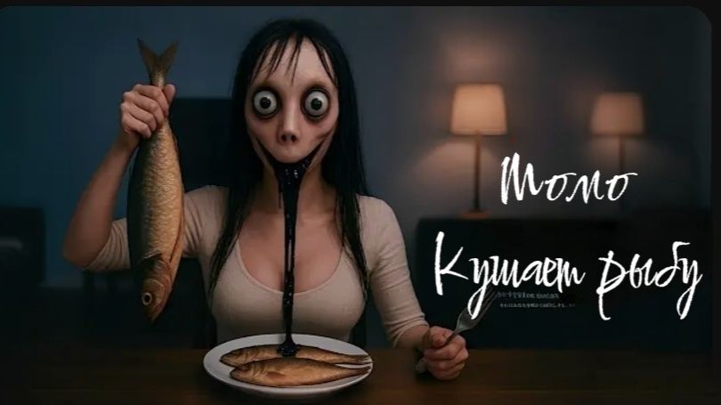 Момо кушает рыбу. Страшилки