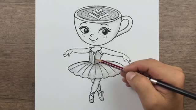 Как шаг за шагом нарисовать Балерину в капучино  карандашом - пошаговый урок