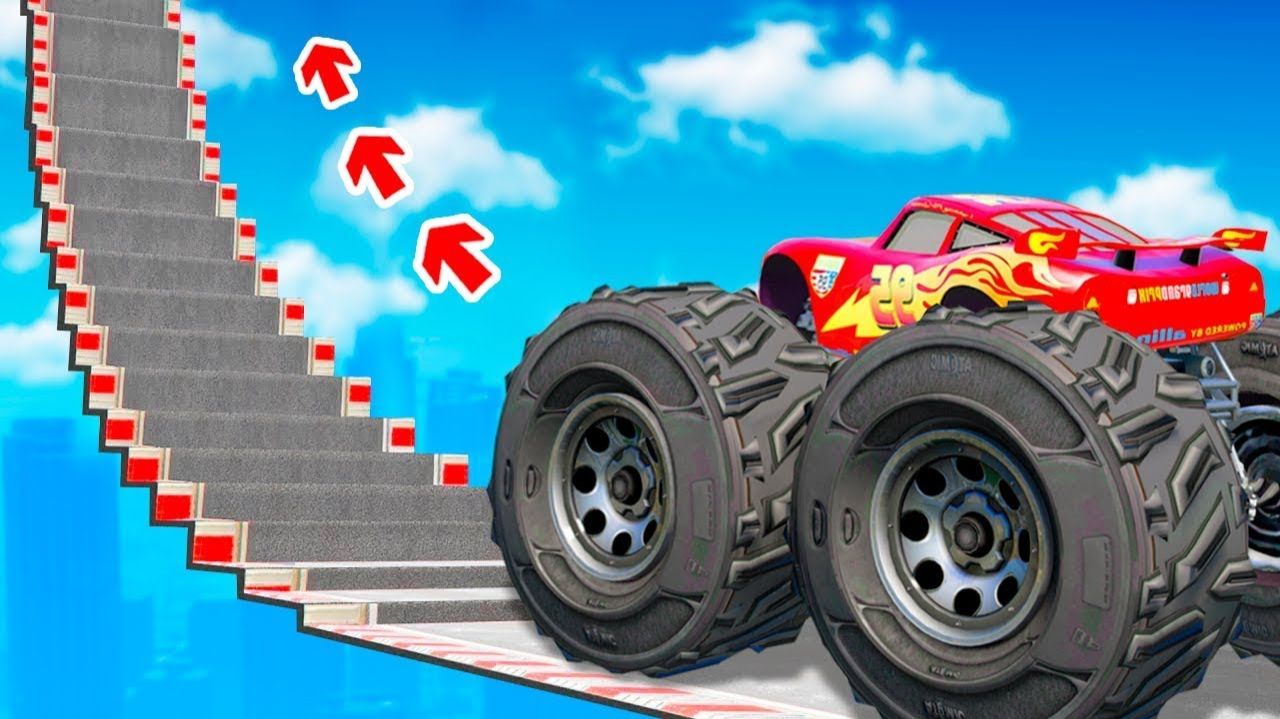 СМОЖЕТ ЛИ МОНСТР-ТРАК ПРОЕХАТЬ ПО СТУПЕНЬКАМ ЛЕСТНИЦЫ В ГТА 5 ? - ЭКСПЕРИМЕНТ В GTA 5