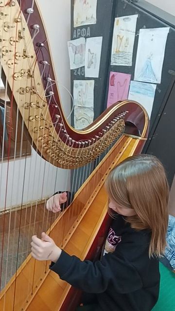 Петушок-золотой гребешок на арфе