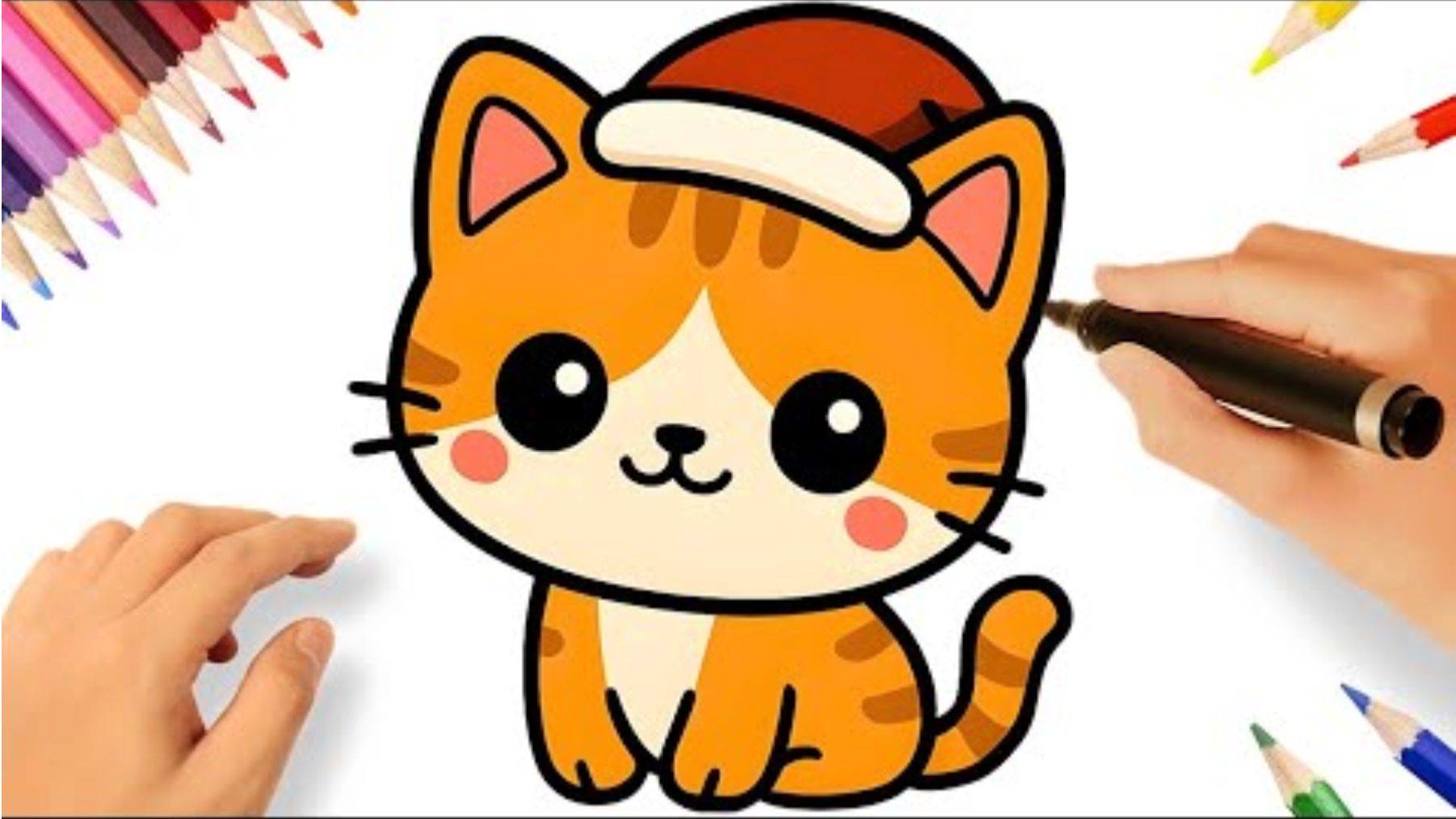 КАК НАРИСОВАТЬ ПРОСТОГО МИЛОГО РОЖДЕСТВЕНСКОГО КОТЕНКА 😻❤️ НОВОГОДНИЕ РИСУНКИ